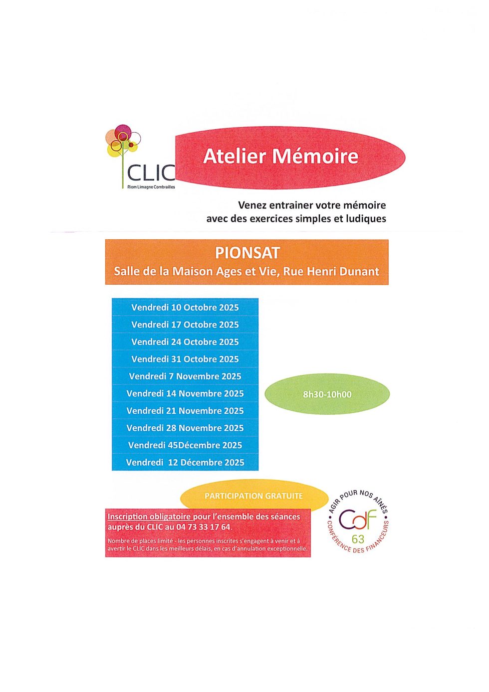 Atelier mémoire à Pionsat | Pionsat.fr